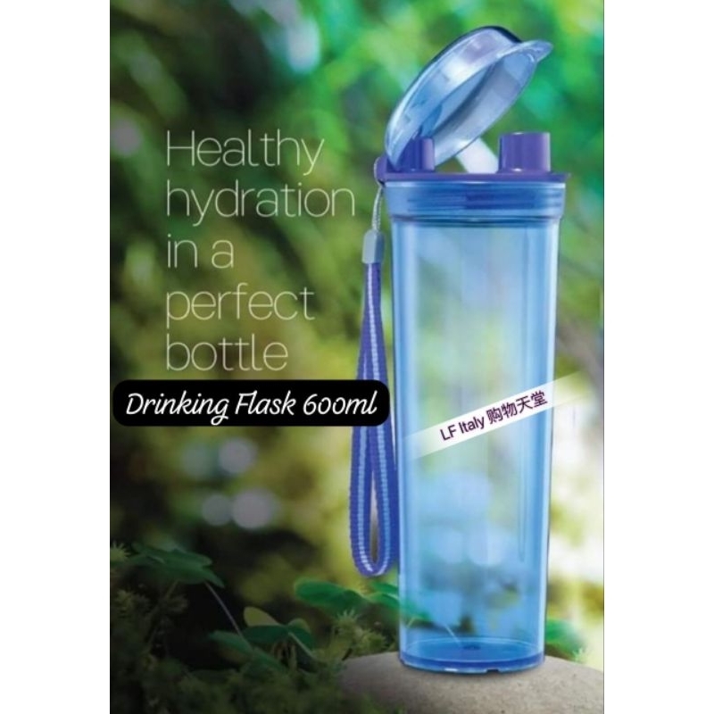 Tupperware Crystal Drinking Flask Water Bottle Tumble With Strap (600mL ...