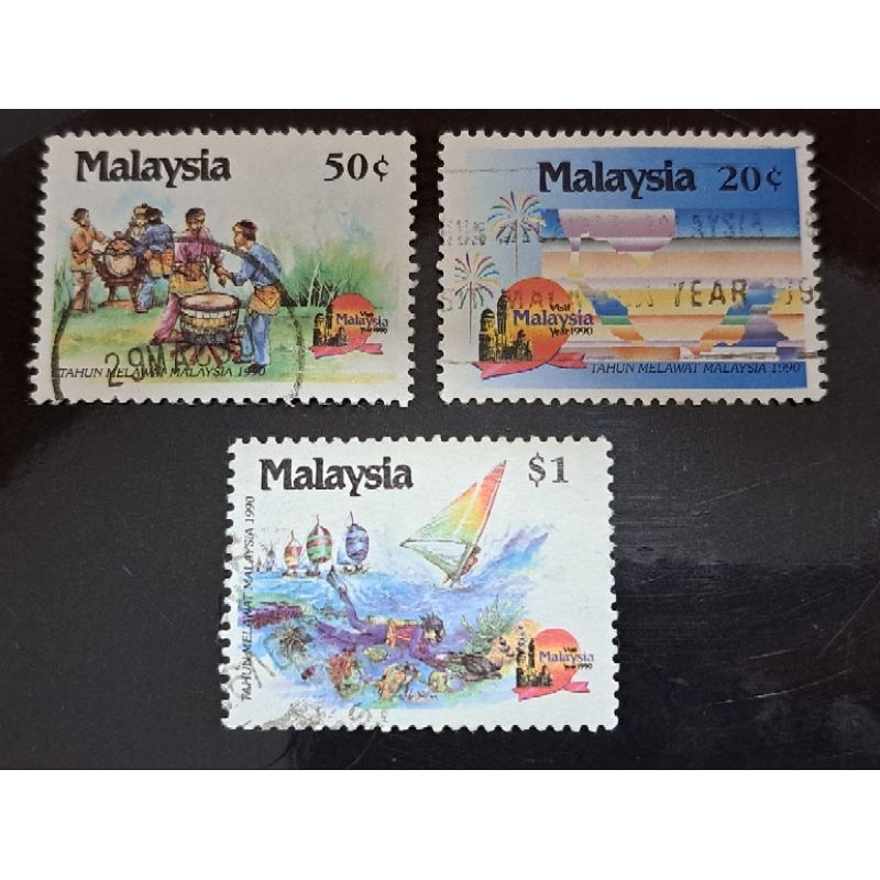 1990 Malaysia Setem Stamps Visit Malaysia Year Complete Set of 3v USED | Shopee Malaysia