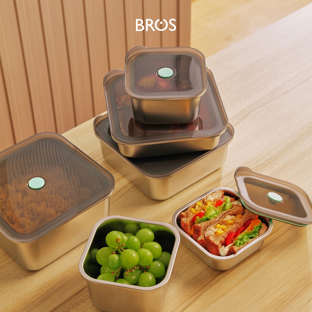 BROS Container SUS 304 Press-In Square-X | Microwaveable Food Safe ...