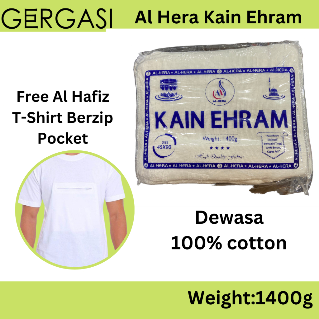 Gergasi Al Hera Kain Ehram Kain Ihram Haji Umrah Muslim Men Towel ...