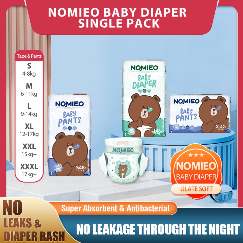 [Single Pack]NOMIEO Diapers Tape Pants S M L XL XXL XXXL Baby ...