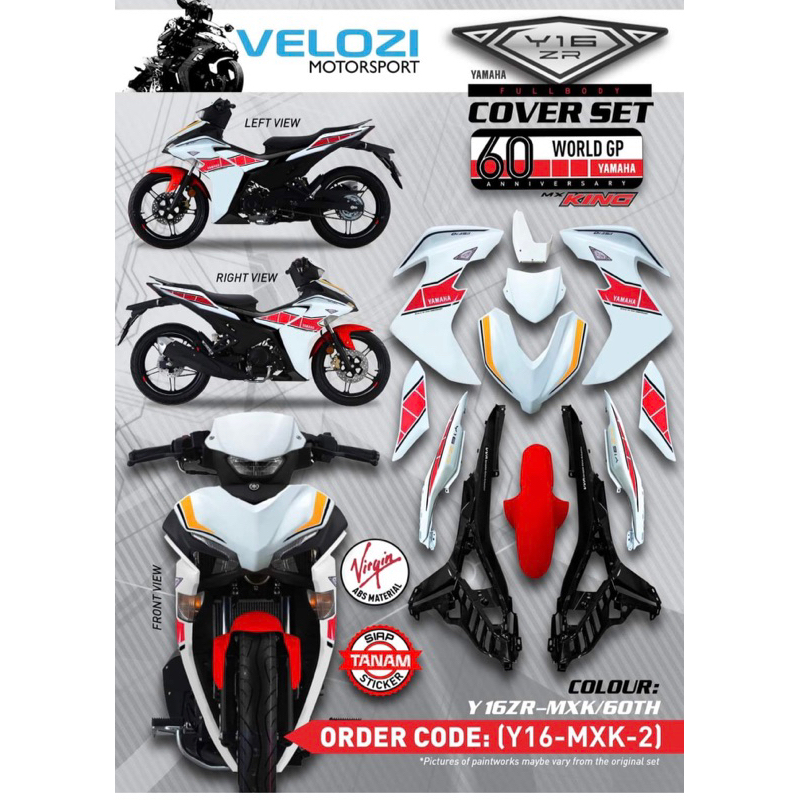 VELOZI YAMAHA Y16 Y16ZR (NOT ABS) MXK MX KING 60TH ANNIVERSARY WHITE ...