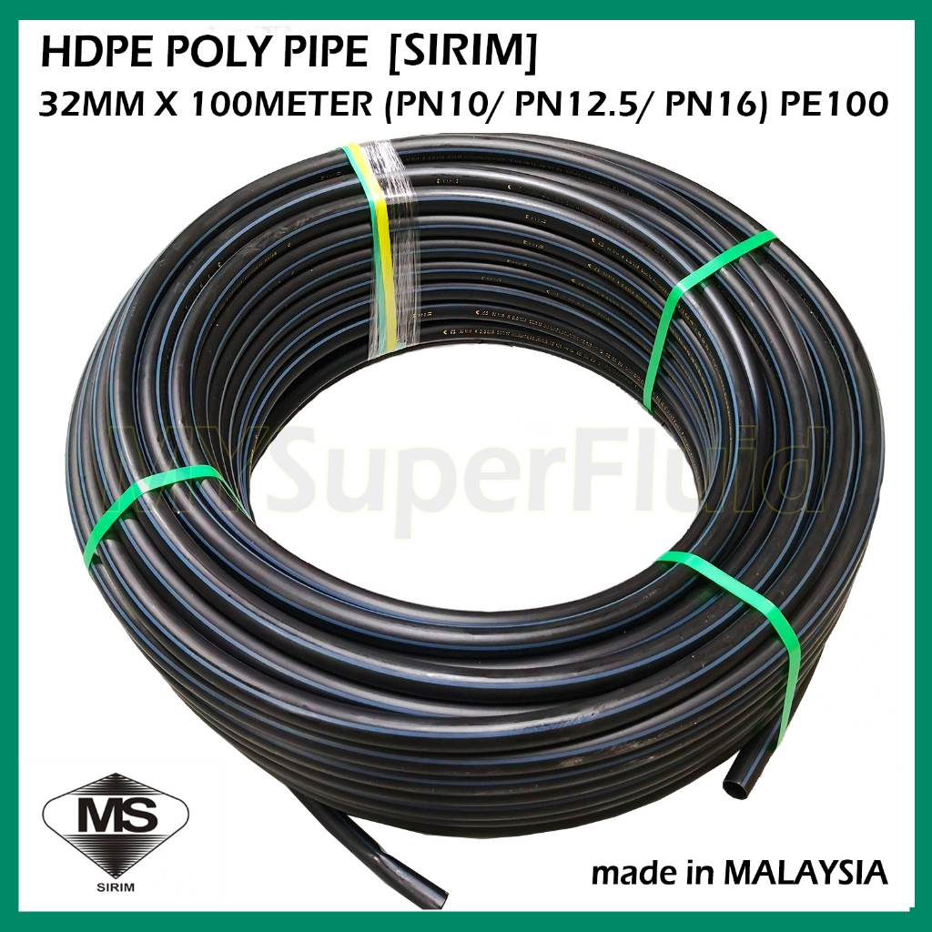 32MM X 100Meter HDPE POLYPIPE Poly Pipe PN16 PE100 SDR11 (SIRIM) | Shopee Malaysia