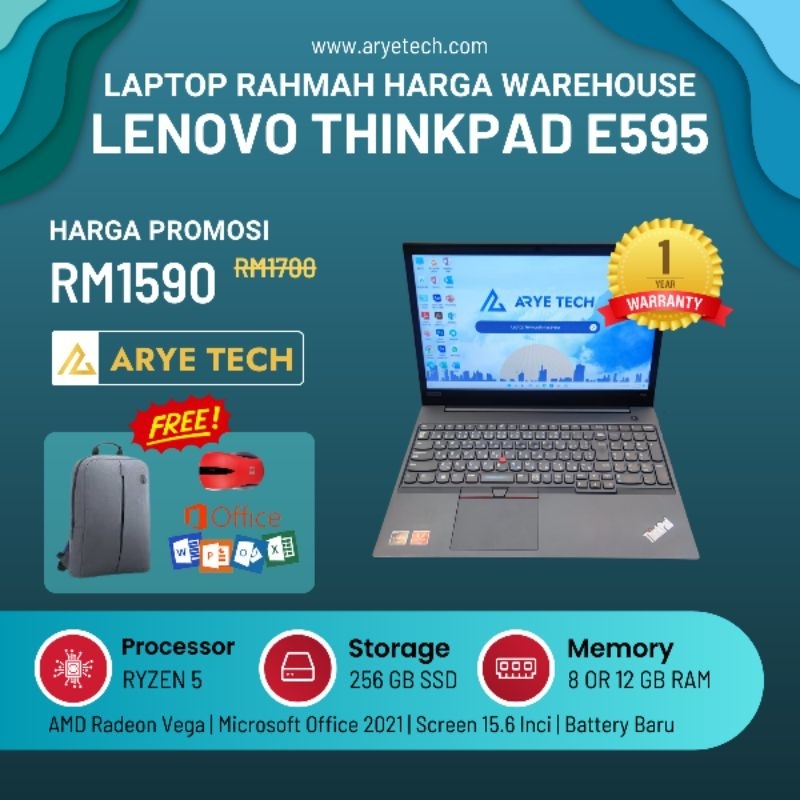 Gaming Laptop Thinkpad E595 | Ryzen 5 | AMD Radeon Vega 8 Graphics | 8GB | 256GB SSD ...