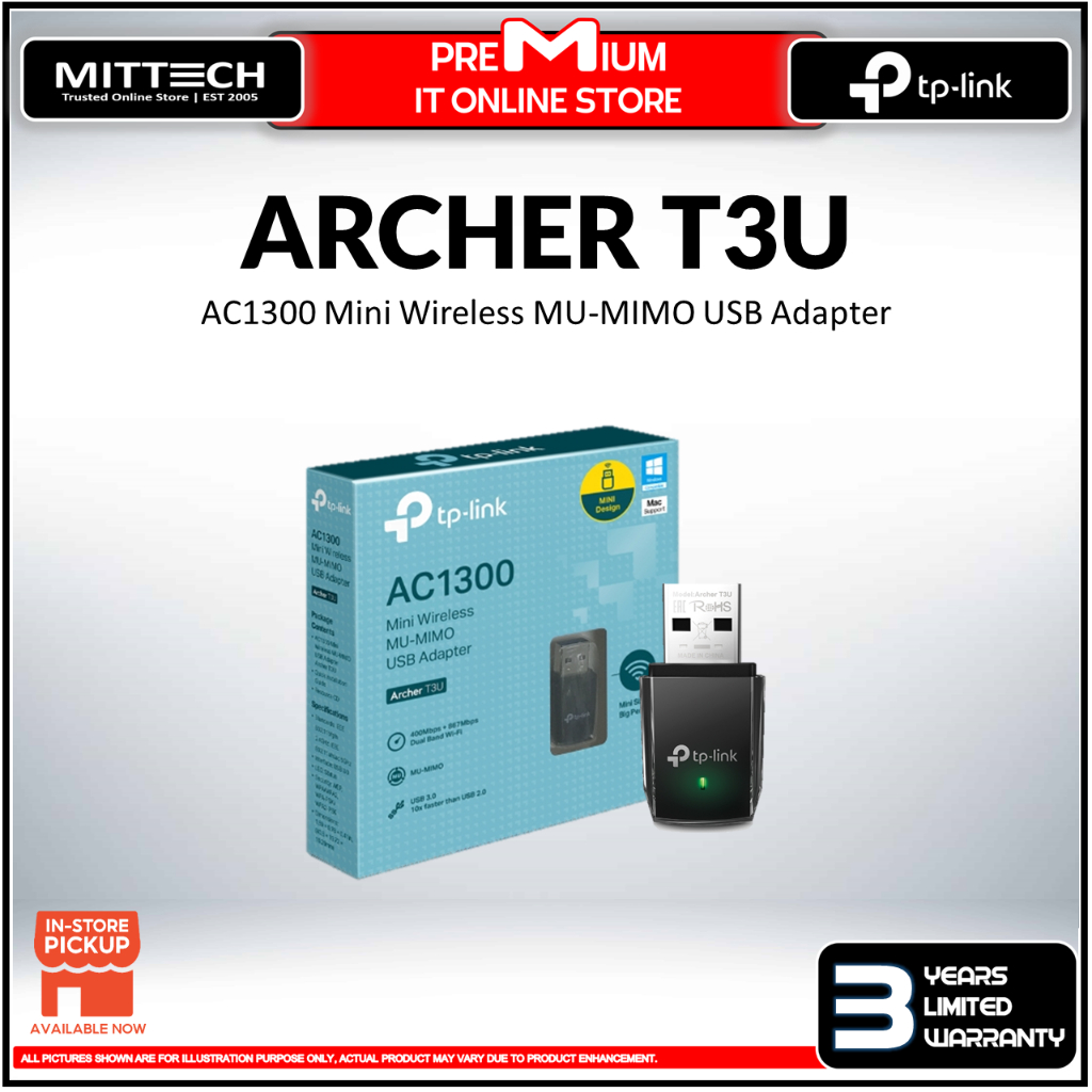 Tplink Archer T3U AC1300 Mini Wireless MU-MIMO USB Adapter | 400Mpbs on ...