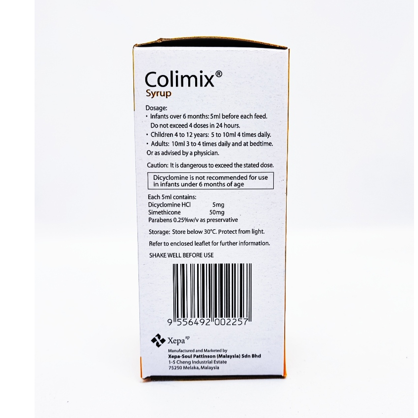 Colimix Syrup 90ml (Melegakan kesakitan spasma usus & kembung perut ...