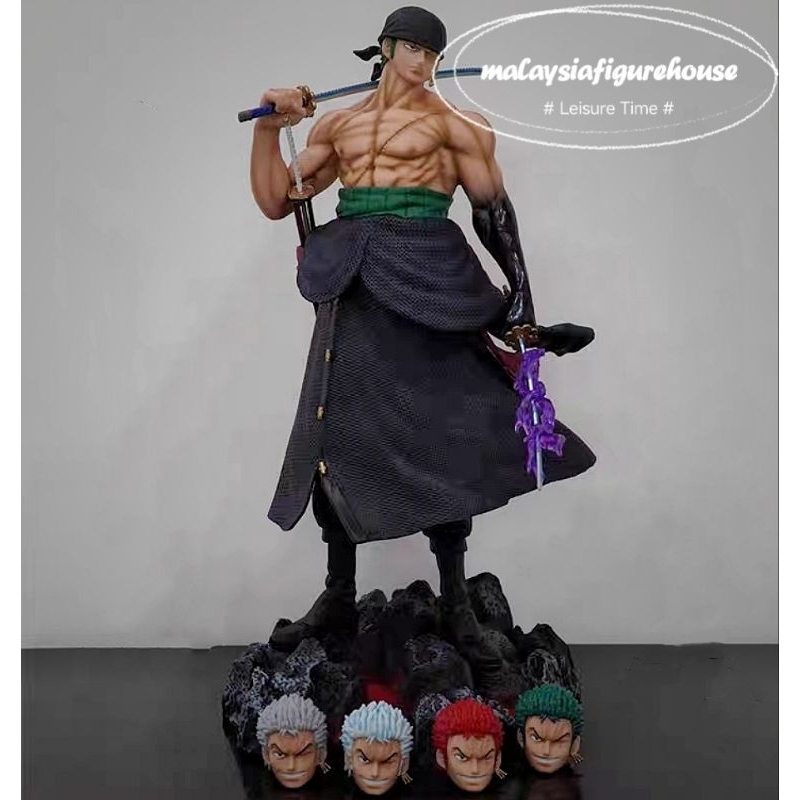 🔥READY STOCK🔥50CM ONE PIECE WC RORONOA ZORO 5 HEAD COPY RESIN FIGURE ...