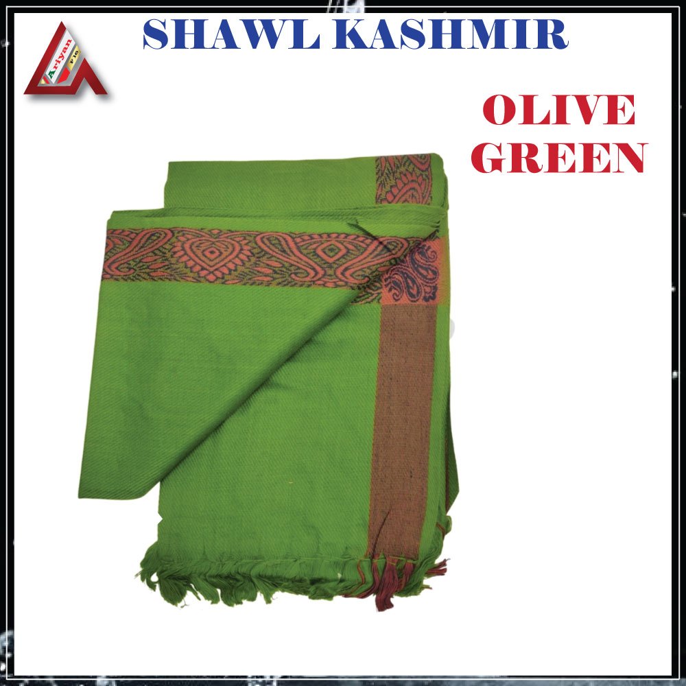 RIDA RIDAK KASHMIR KASHMIRI PURE SHAWL Scarves Selendang WARNA OLIVE ...