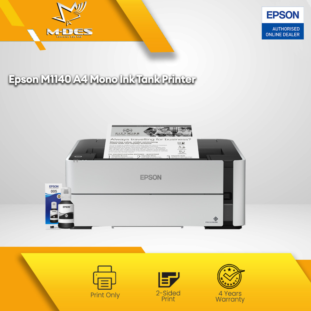 Epson M1140 Single Function A4 Mono Printer / Print Only / Water ...