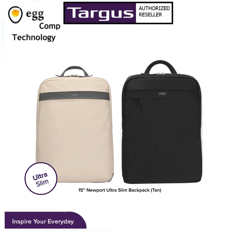TARGUS TBB598 / TBB59806 15" NEWPORT ULTRA SLIM BACKPACK [BLACK / TAN] | Shopee Malaysia