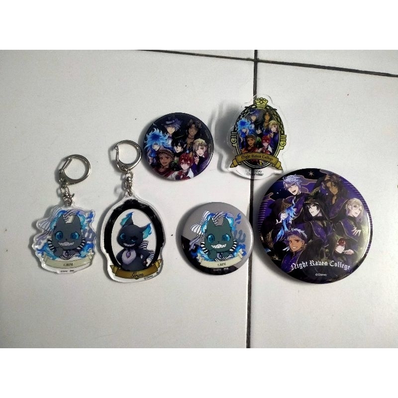 Disney Twisted Wonderland Official Dorm Leader & Grim Keychain & Badge ...
