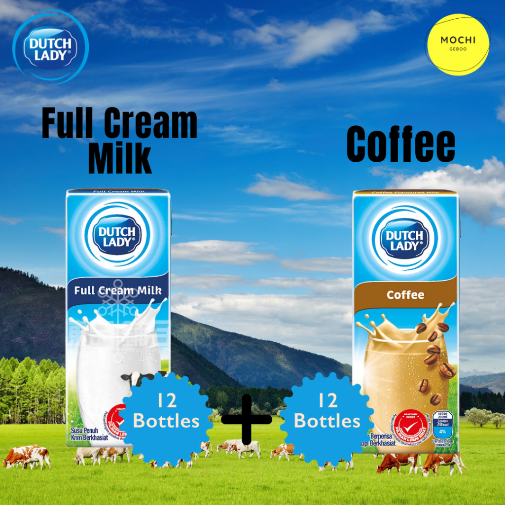 [ BY CTN ] DUTCH LADY UHT MILK CHOCOLATE STRAWBERRY COFFEE FULL CREAM MILK LOW FAT MILK 200ml x ...
