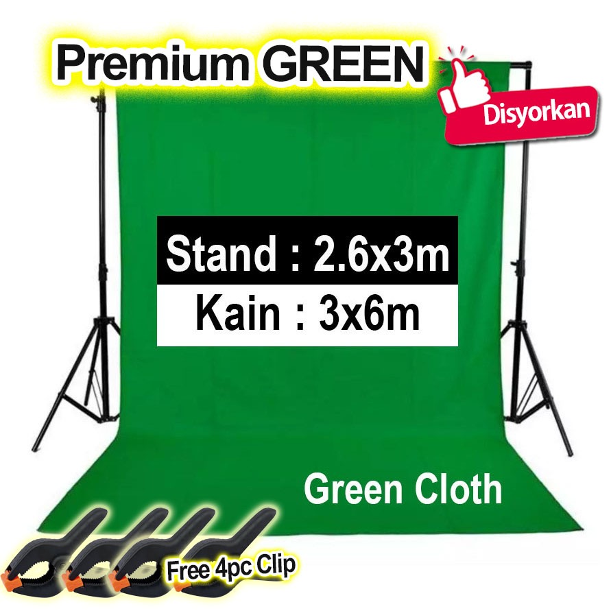 Backdrop Green Screen Stand Kain Cotton Muslin Cloth Studio Background ...