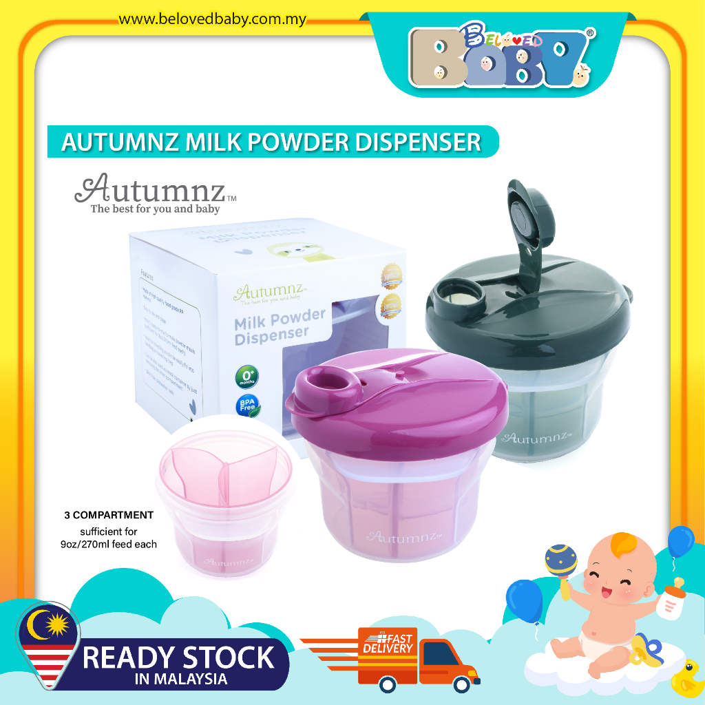 Autumnz Milk Powder Dispenser 3 Compartment (for 9oz/270ml feed each ...