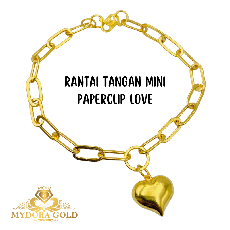 MydoraGold Rantai Tangan Mini Paperclip Love (2g+) | Fesyen Bracelet ...