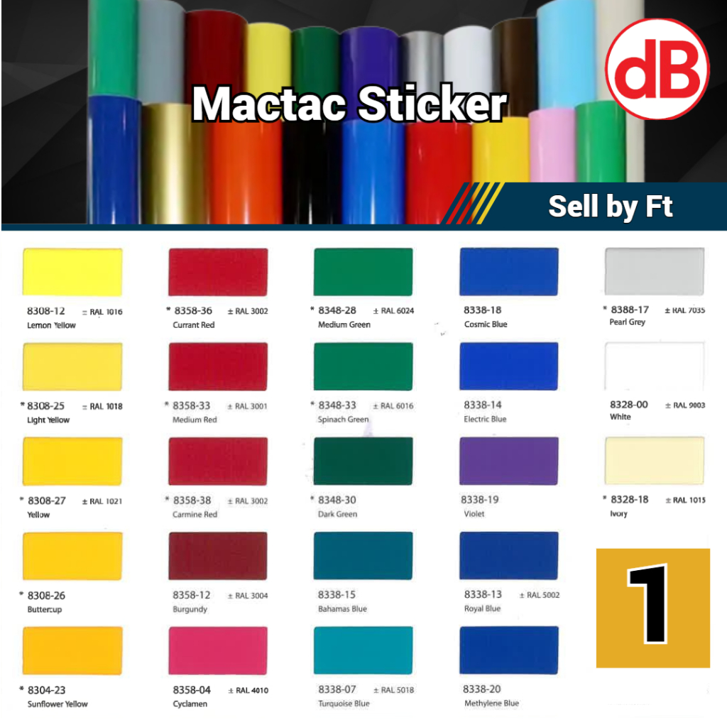 ( READY STOCK - 1 ) Mactac Sticker Matt 8300 Colour Vinyl Series (4ft ...