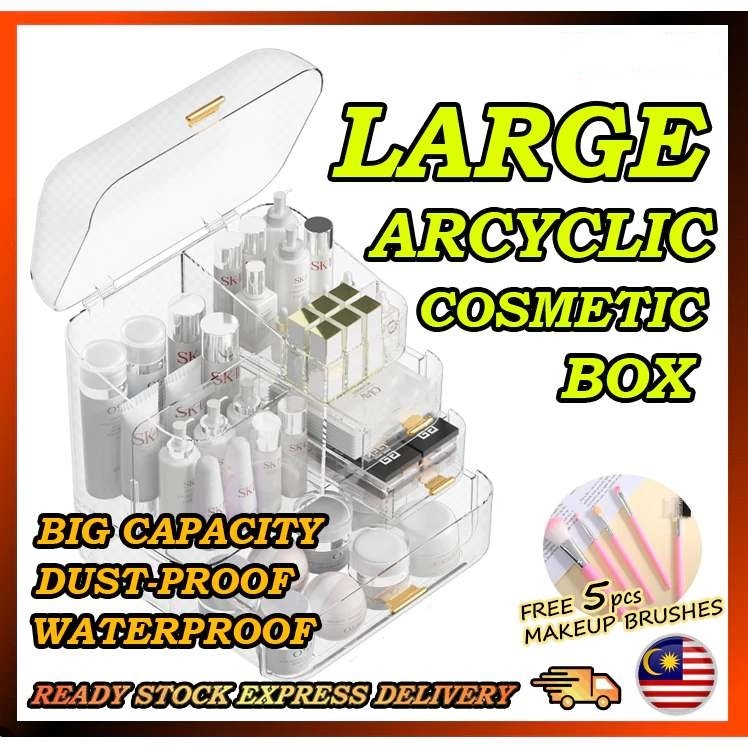 FREE🎁 Transparent Acrylic Cosmetic Storage Box Makeup Organizer With ...