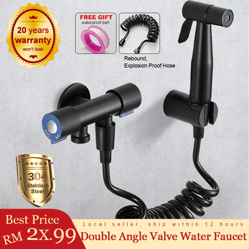 Stainless steel bidet spray set hand bidet two way tap faucet bathroom ...