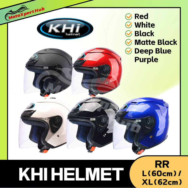 KHI RR Motorcycle Helmet L(60cm)/XL(62cm) Topi Keledar Black Matte ...
