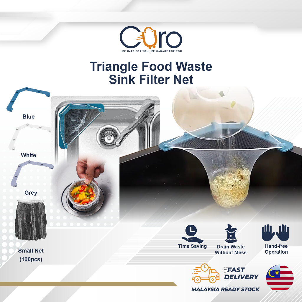 CURO Triangle Food Waste Sink Filter Net Basket Holder Drain Kitchen ...