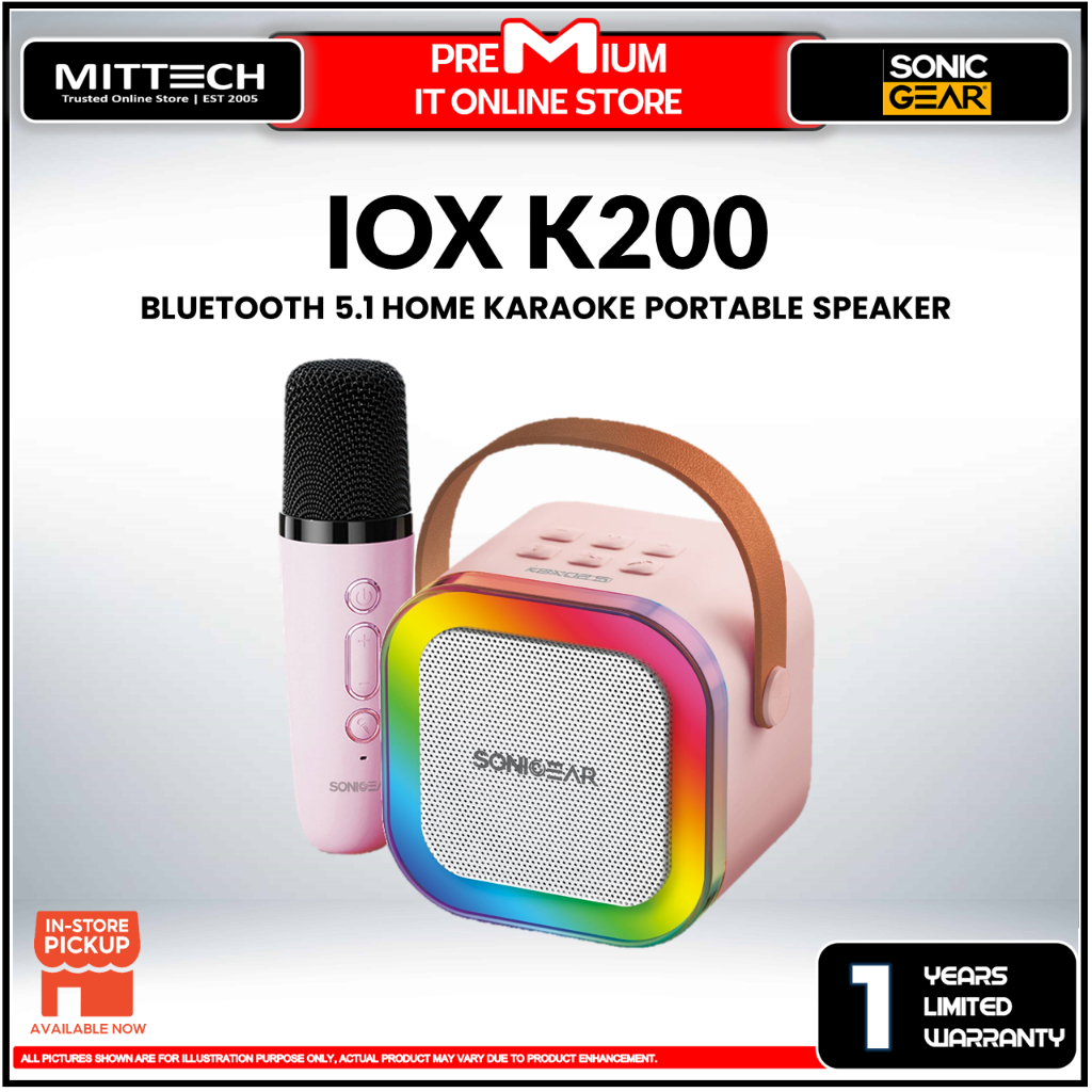 SonicGear IOX K200 Bluetooth 5.1 Home Karaoke Portable Speaker ...