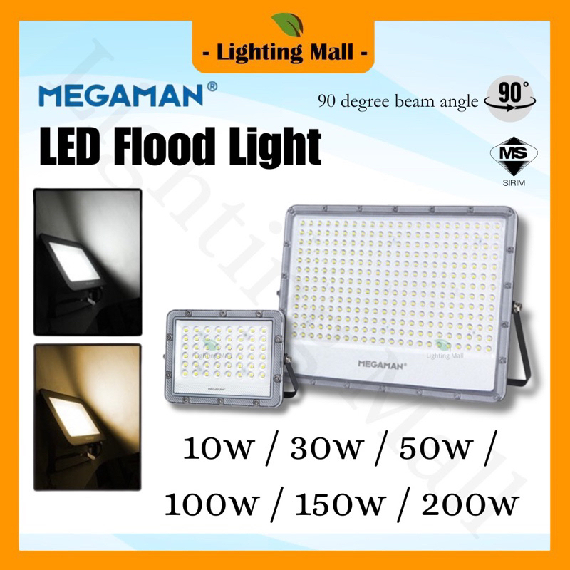 MEGAMAN Flood Light LED 10w 30w 50w 100w 150w 200w IP65 Floodlight Waterproof Outdoor Spotlight ...