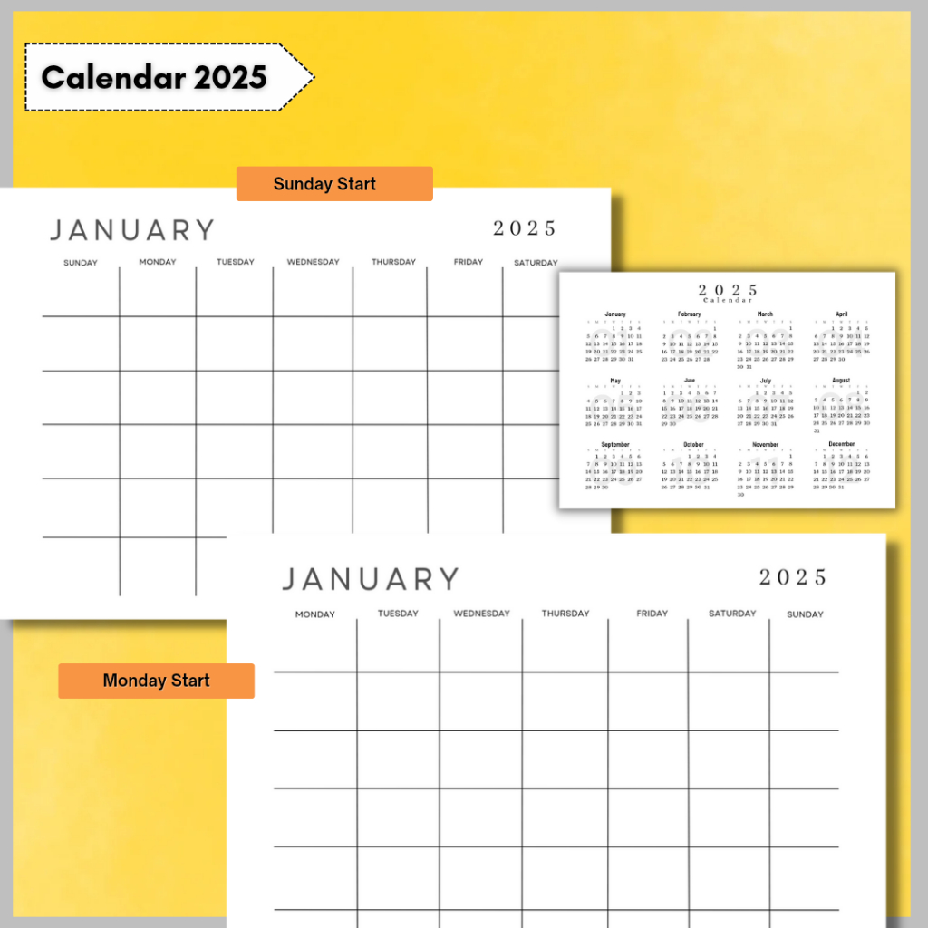 Printable Calendar 2024 / 2025 | Monthly Planner | A4, A5| Landscape ...