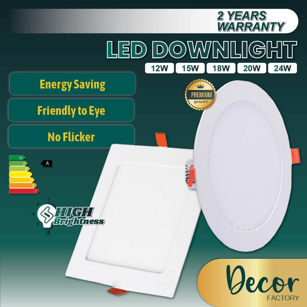 LED Recessed Downlight 12W 15W 18W 20W 24W 4Inch 6Inch LED Recess Downlight / Square Lampu LED ...