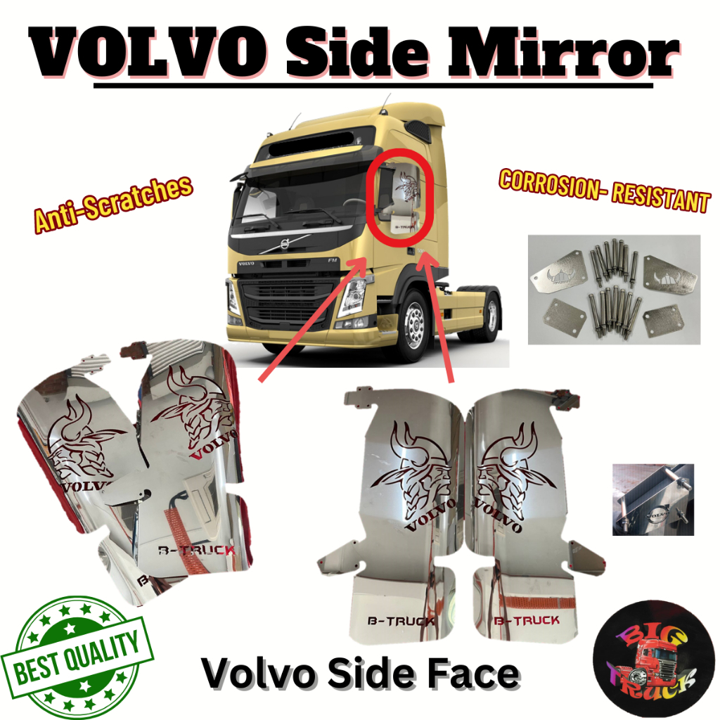 VOLVO Stainless Steel Mirror Guard VOLVO| Cermin Sesuai Untuk FM/FH/FM ...