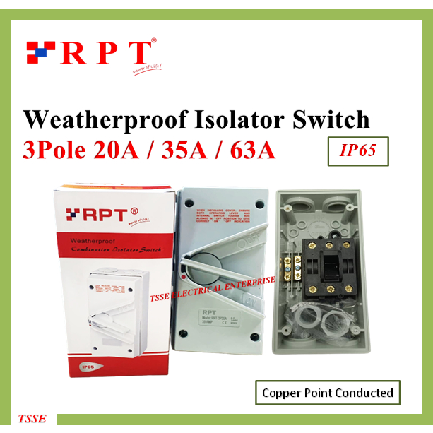3pole Isolator Switch (Weatherproof Surface Switch) 20A/35A/63A | Shopee Malaysia