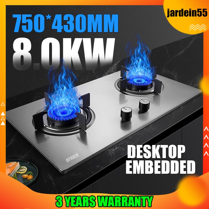 3 year warranty🔥8.0KW gas stove/dapur gas stainless stee/double burner ...