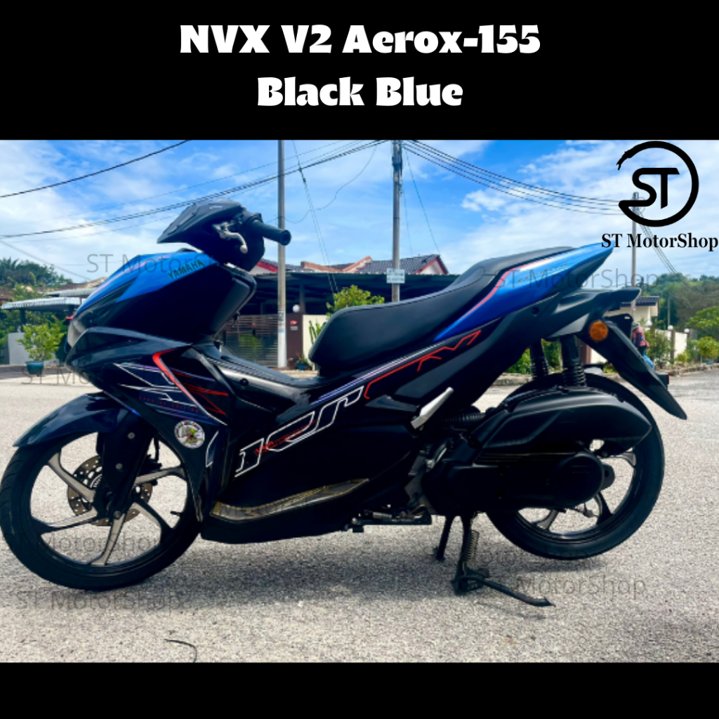 YAMAHA NV-X NVX V2 AEROX-155 (32) BLACK BLUE COVER SET (STICKER TANAM ...