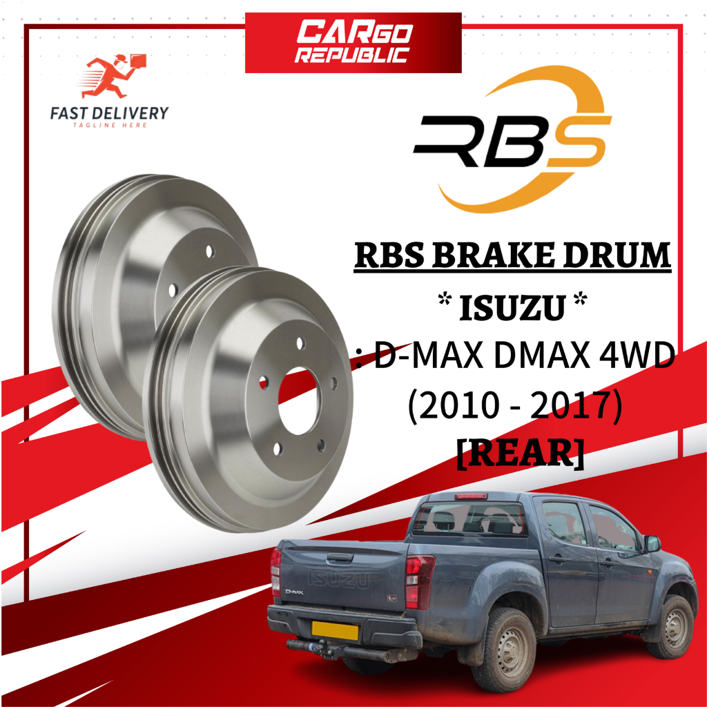 RBS Brake Drum Isuzu D-Max Dmax 4WD (2010-2017) (Rear) Belakang 100%Original Good Quality ...