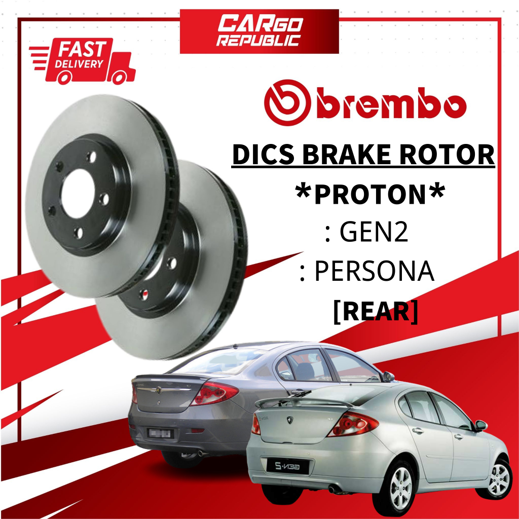Brembo Rotor & OEM Brake Pad Proton Persona , Gen2 Rear (Belakang) Disc ...
