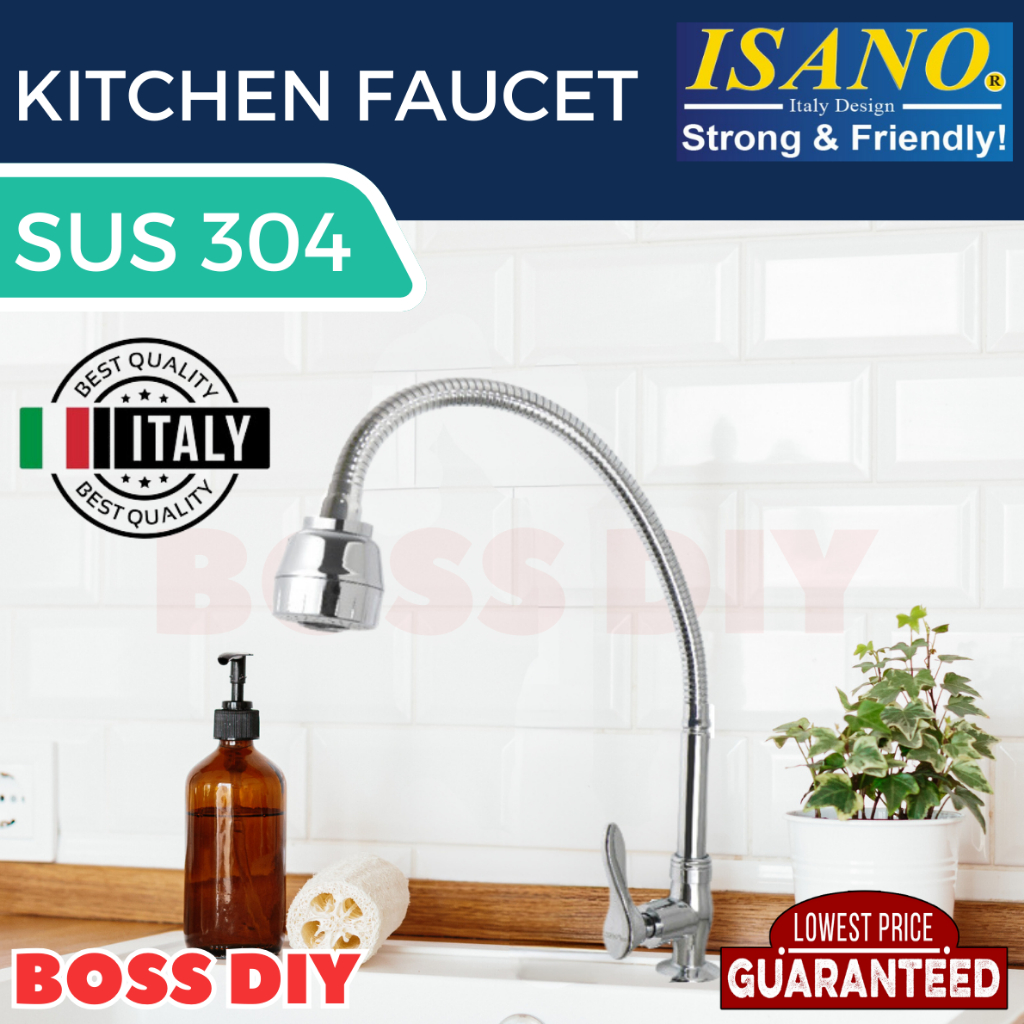 ISANO Italy Kitchen Sink Faucet Single Tap 360° Rotating Hose Flexible ...