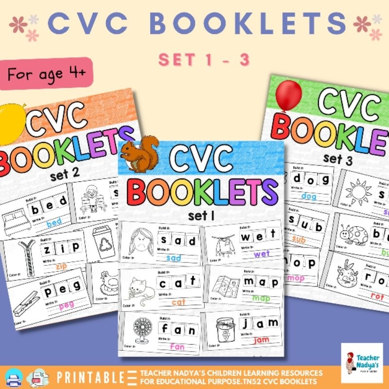 [ PRINTABLE / PDF ] CVC Booklet | TN52 English Early Learning | Shopee ...