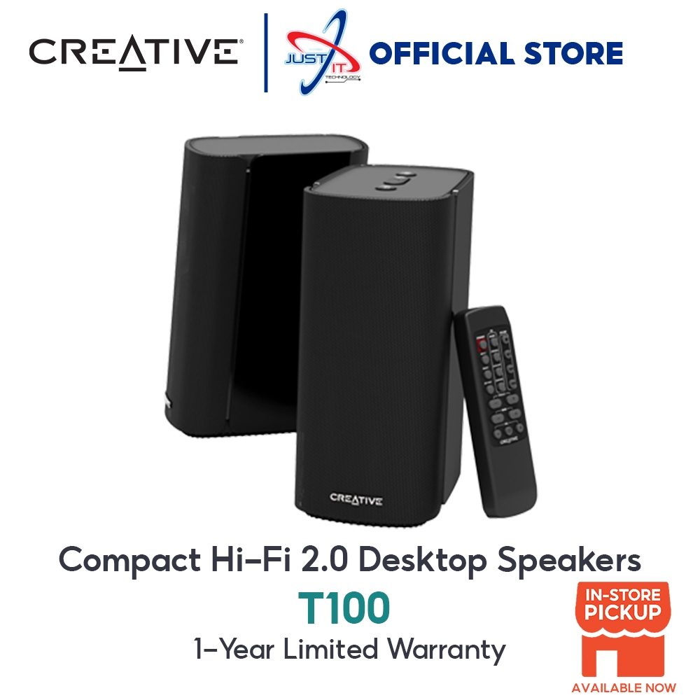 CREATIVE T100 Compact Hi-Fi 2.0 Desktop Speakers for Computers and Laptops | Shopee Malaysia