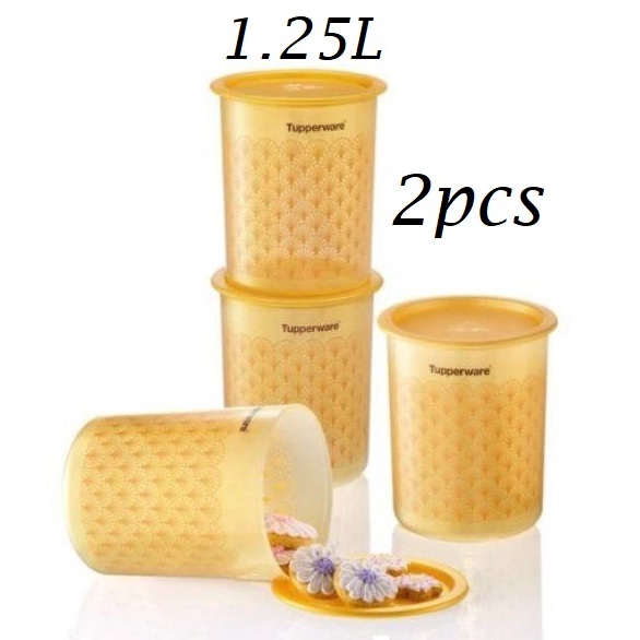 *1.25L 2pcs*Tupperware Golden One Touch canister 1.25L Gold OT | Shopee ...
