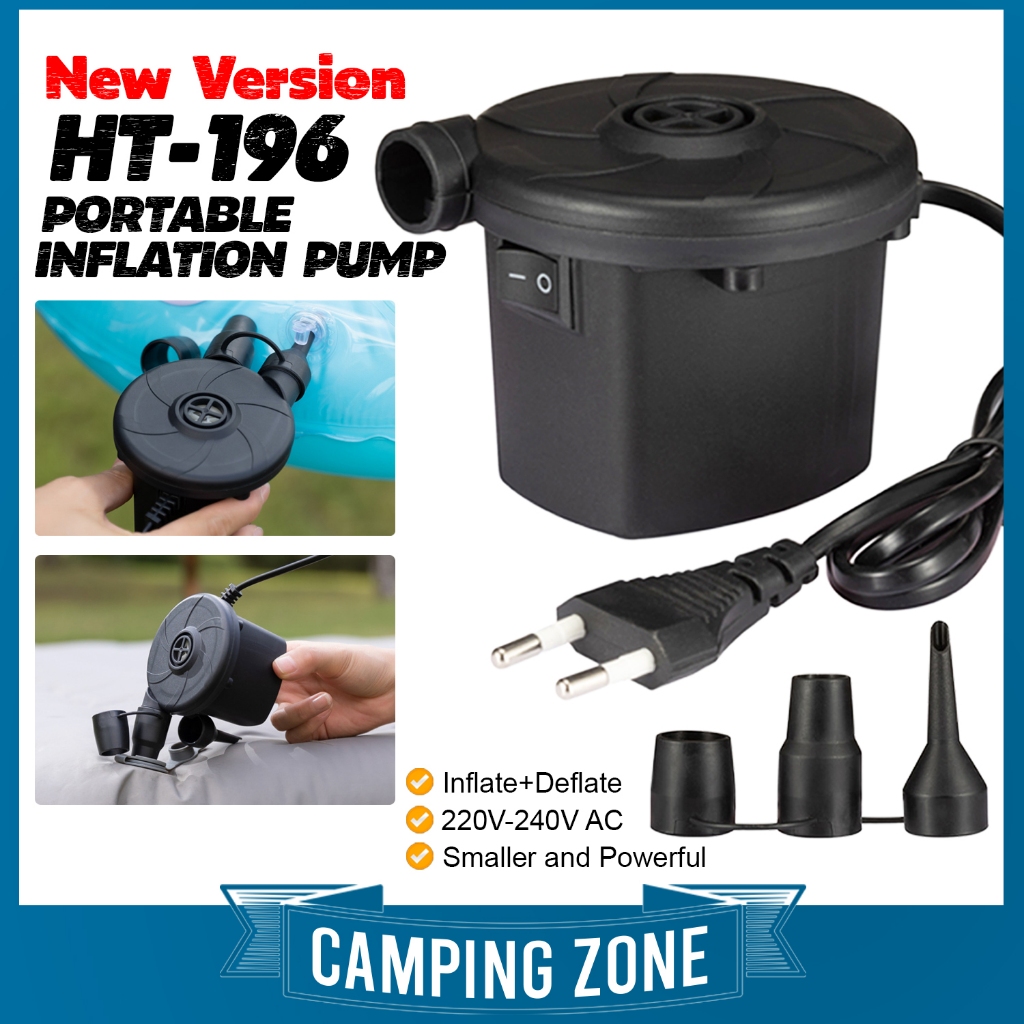 HT-196 PORTABLE ELECTRIC AC AIR INFLATION PUMP INFLATE DEFLATE FOR POOL BED MATTRESS 电动充气泵 ...