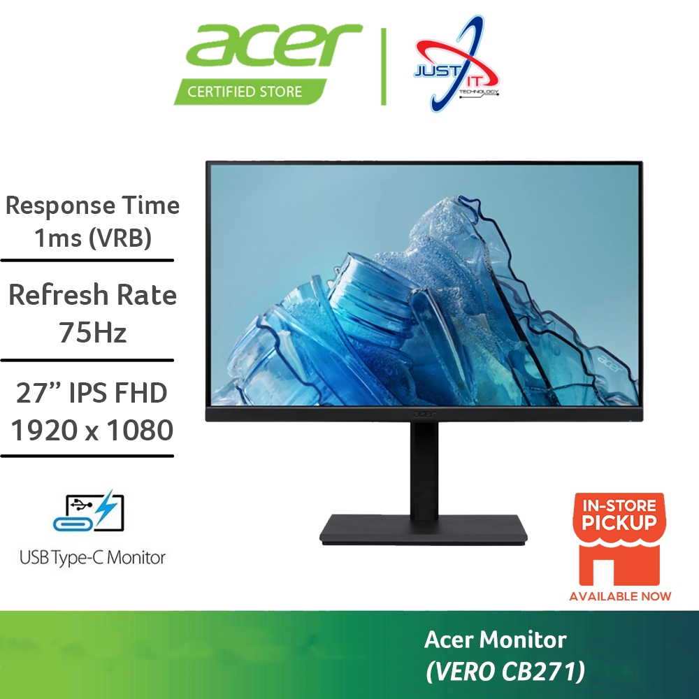 ACER VERO CB271 / CB271B 27" TYPE-C MONITOR ( 27" IPS FHD / 1MS / 75HZ ...