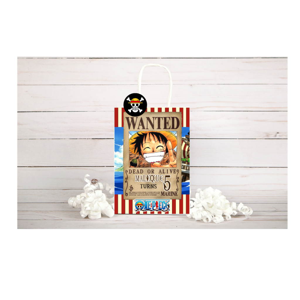 One Piece Monkey D Luffy Theme Paperbag Chipbag Birthday Stickers ...