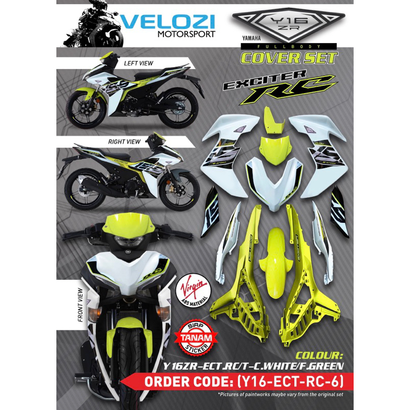 VELOZI YAMAHA Y16 Y16ZR (NO ABS) SPROT EXCITER RC CYSTAL WHITE ...