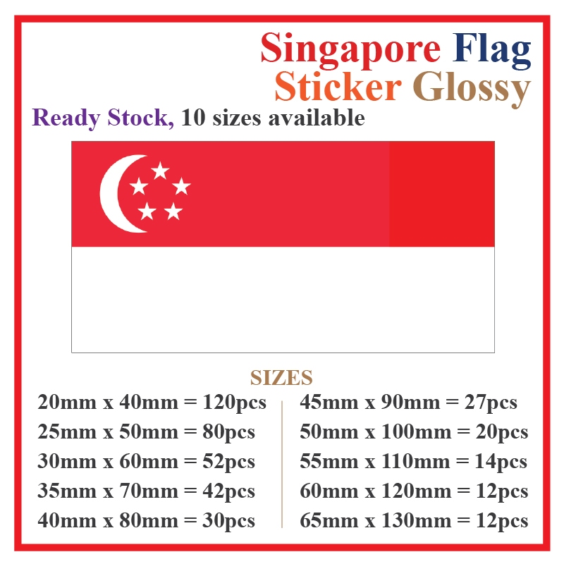 Singapore Flag Sticker Rectangle Postcards / Stiker Pelekat Poskad ...
