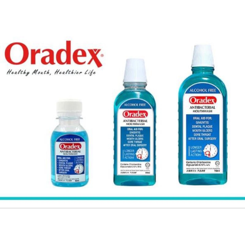 Oradex Antibacterial Mouthwash Chlorhexidine - 90ml/400ml/750ml ...