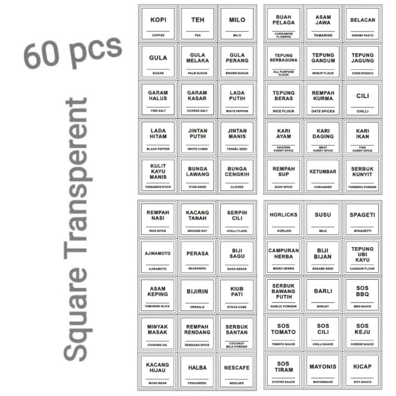 Minimalist Kitchen Sticker / Sticker Dapur / Waterproof Pantry Spice ...