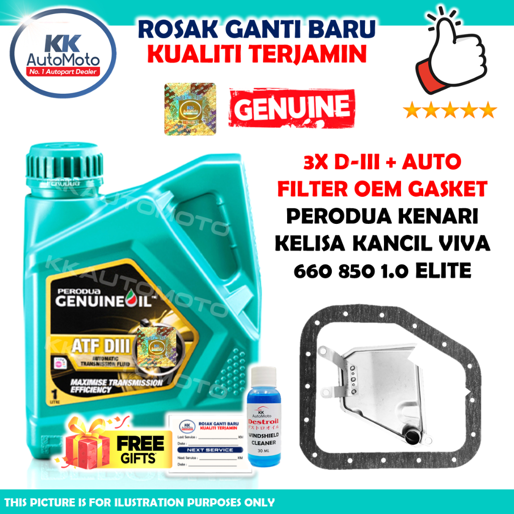 3 Botol Genuine ATF D-III D3 Perodua Kancil Viva 660 850 1.0 Elite ...