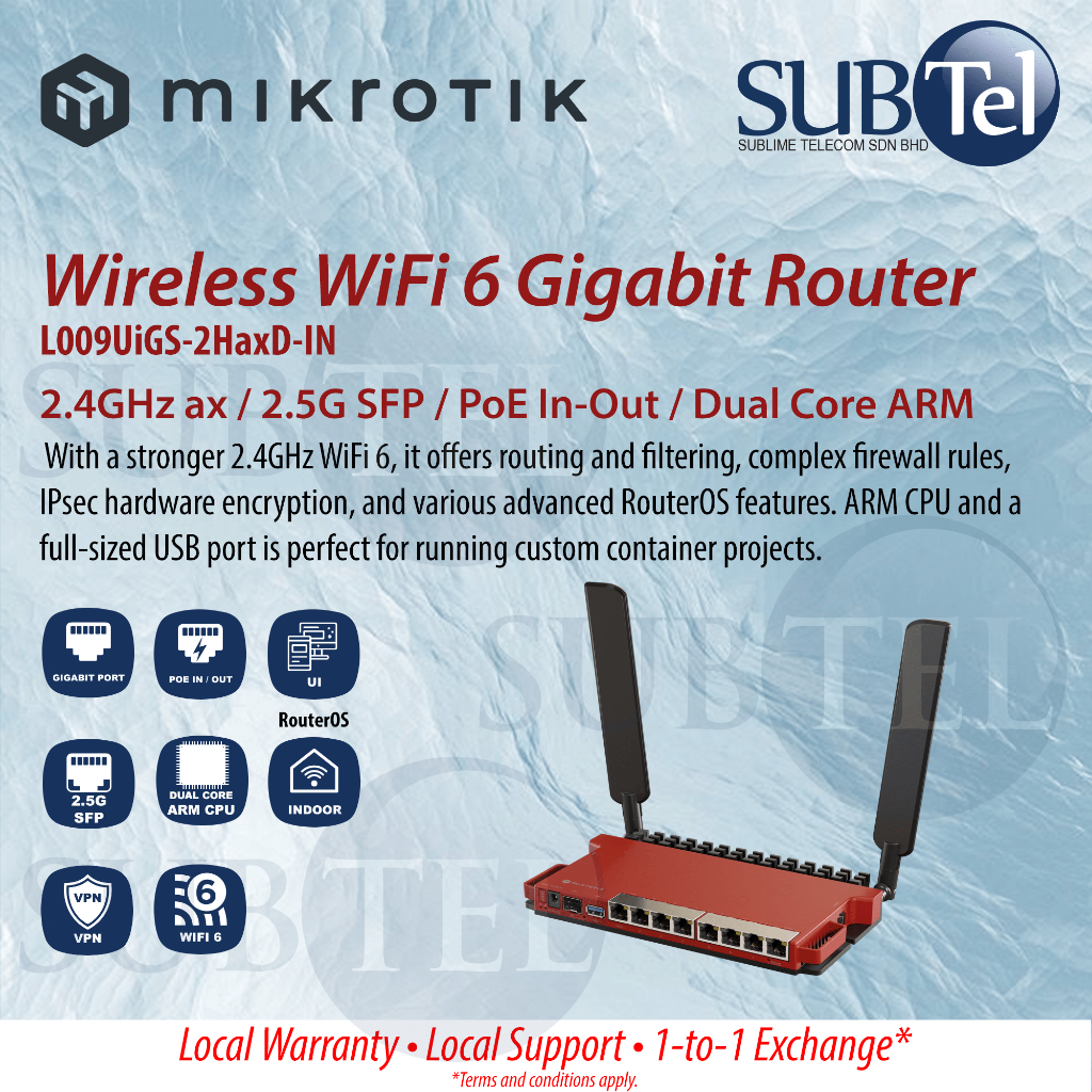 Mikrotik L009UiGS-2HaxD-IN WiFi 6 Router 802.3 af/at 2.5G SFP with 8 ... Mikrotik L009UiGS-2HaxD-IN WiFi 6 Router 802.3 af/at 2.5G SFP with 8 ...