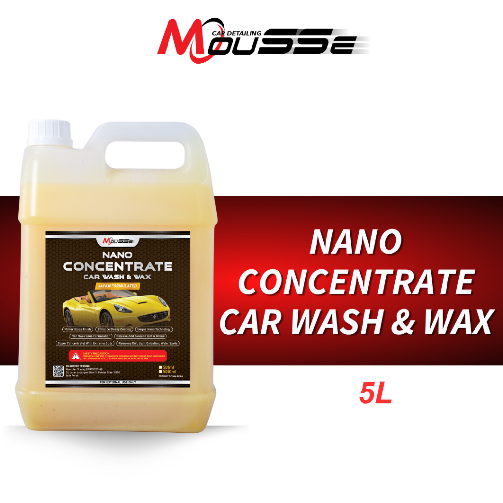 MOUSSE NANO CAR WASH & WAX GLOSS 5L (READY STOCK, SHIP SAME DAY FOR ...
