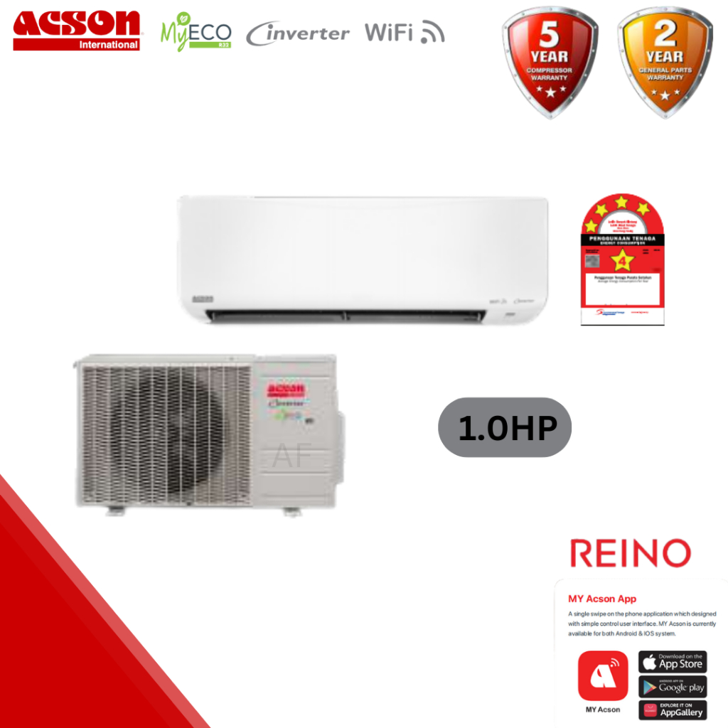 ACSON INVERTER R32 Air Conditioner REINO A3WMYBNF/A3LCYBN WIFI 1.0HP 1.5HP 2.0HP 2.5HP UNIT ONLY ...