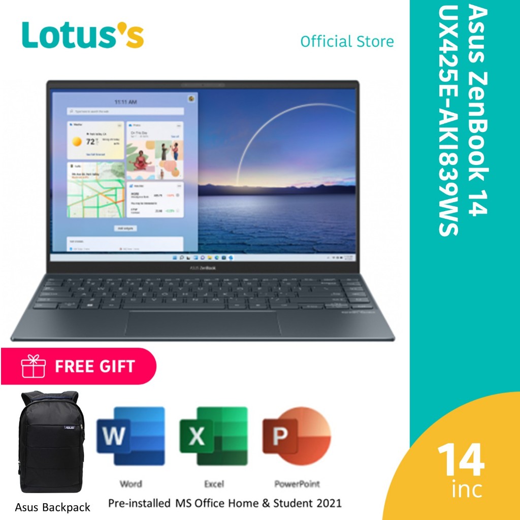 Asus ZenBook 14 UX425E-AKI839WS 14'' FHD Laptop Pine Grey ( I5-1135G7 ...